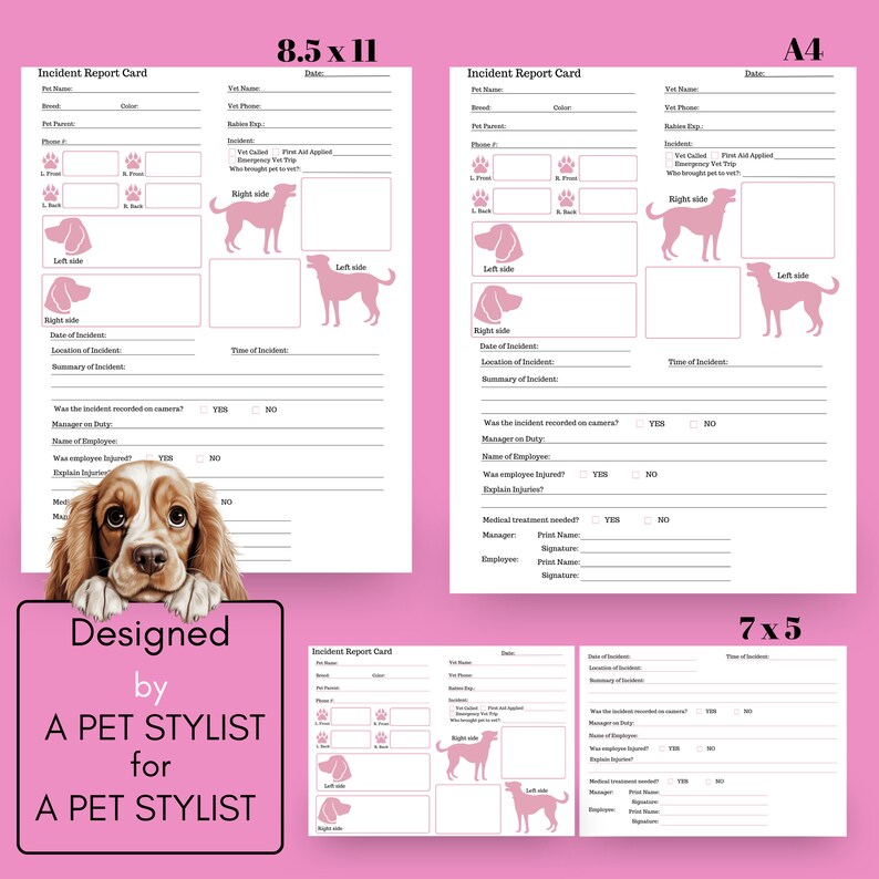 Dog Grooming Incident Report Form – Pet Salon Template (digital ...