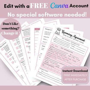 Dog Grooming Client Intake Forms, Pet Salon Contract - Pink (digital ...