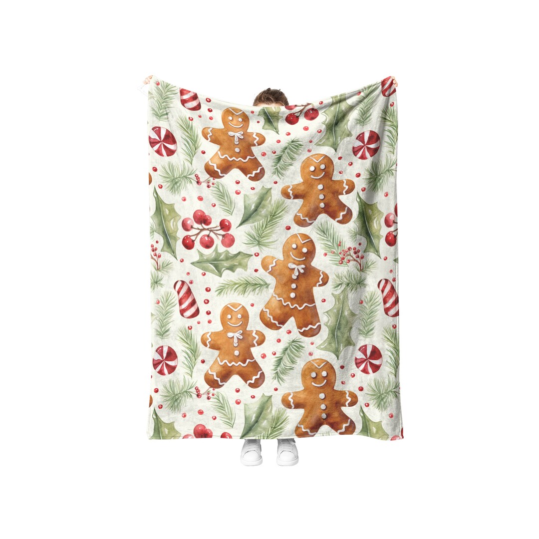 Happy Gingerbread Blanket, Gingerbread Holiday Fleece Blanket - Cozy ...