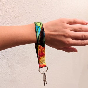 Keychain Lanyard, Key-fob Wristlet With Cotton Print Fabric - Etsy
