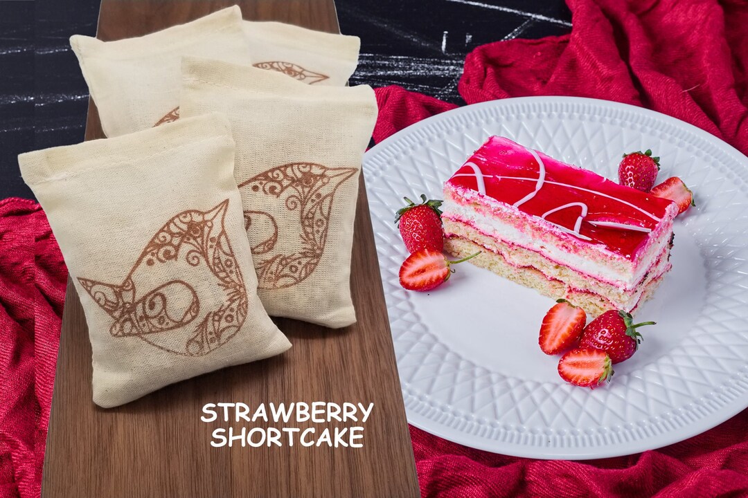 Hand-printed Scented Sachets – Strawberry Shortcake (set of 4) - Etsy