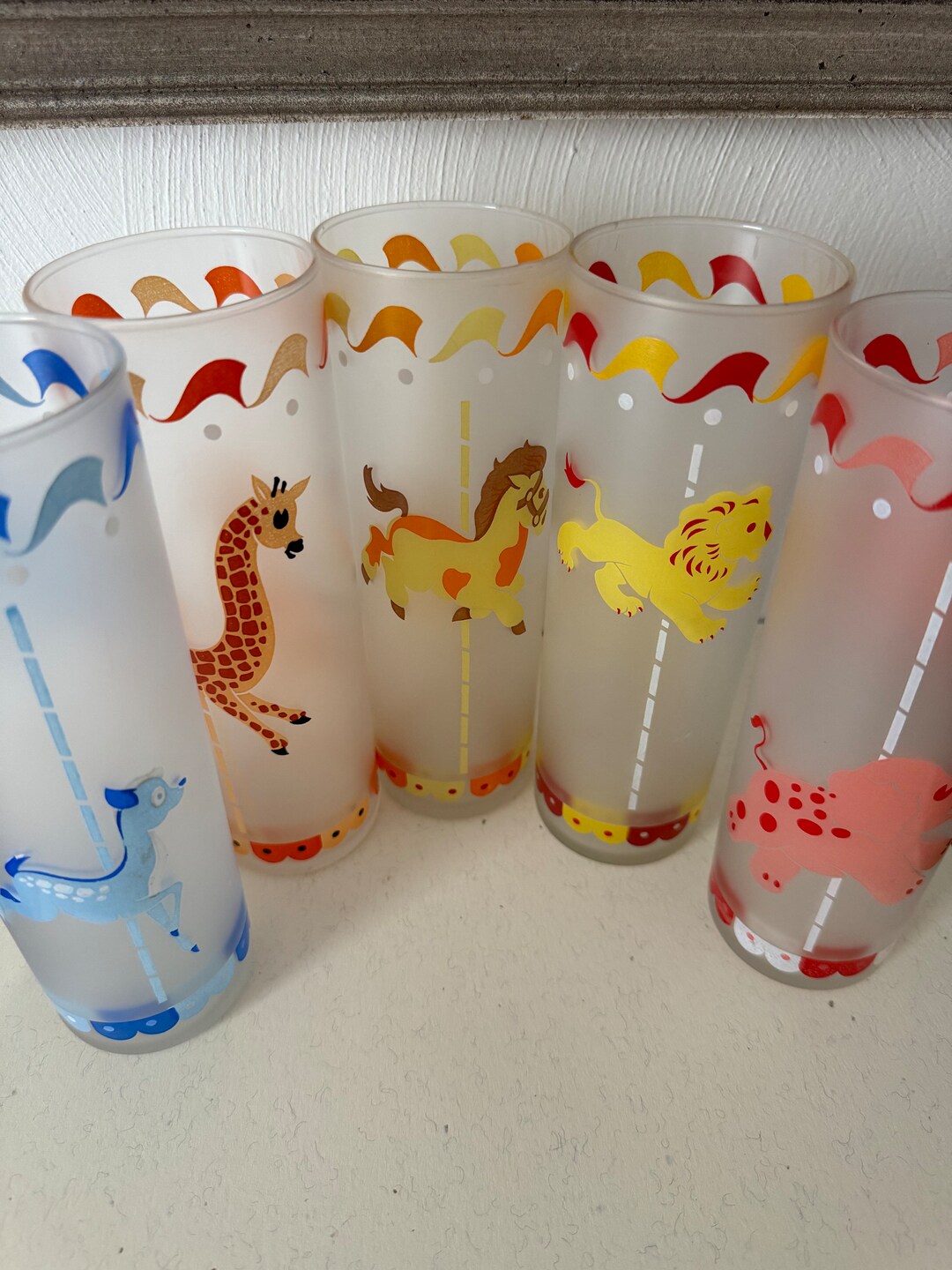 Libbey Frosted Carousel Animal Iced Tea Glasses - Etsy