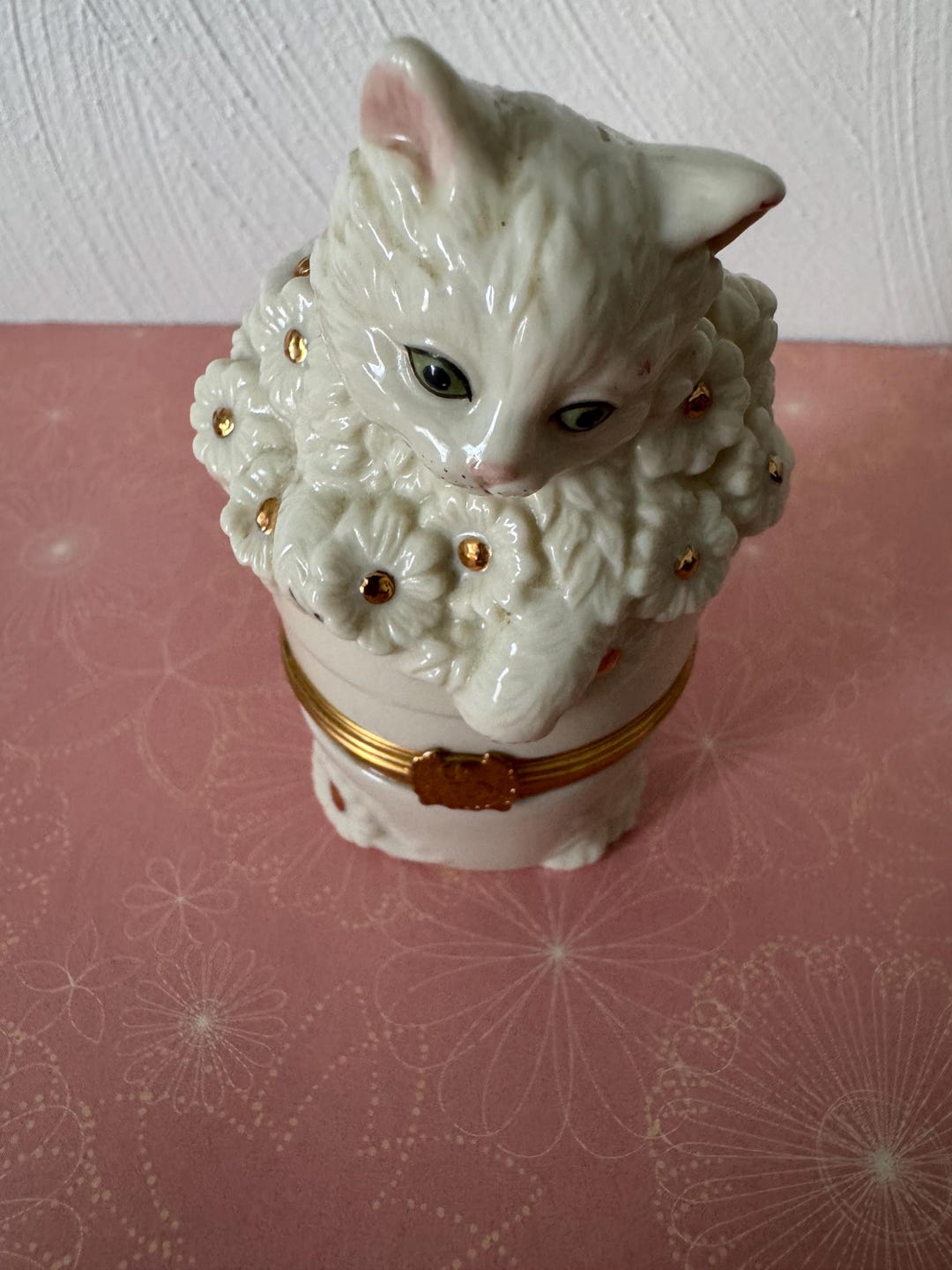 Vintage Lefton Porcelain Kitten Cat Trinket Box - Etsy