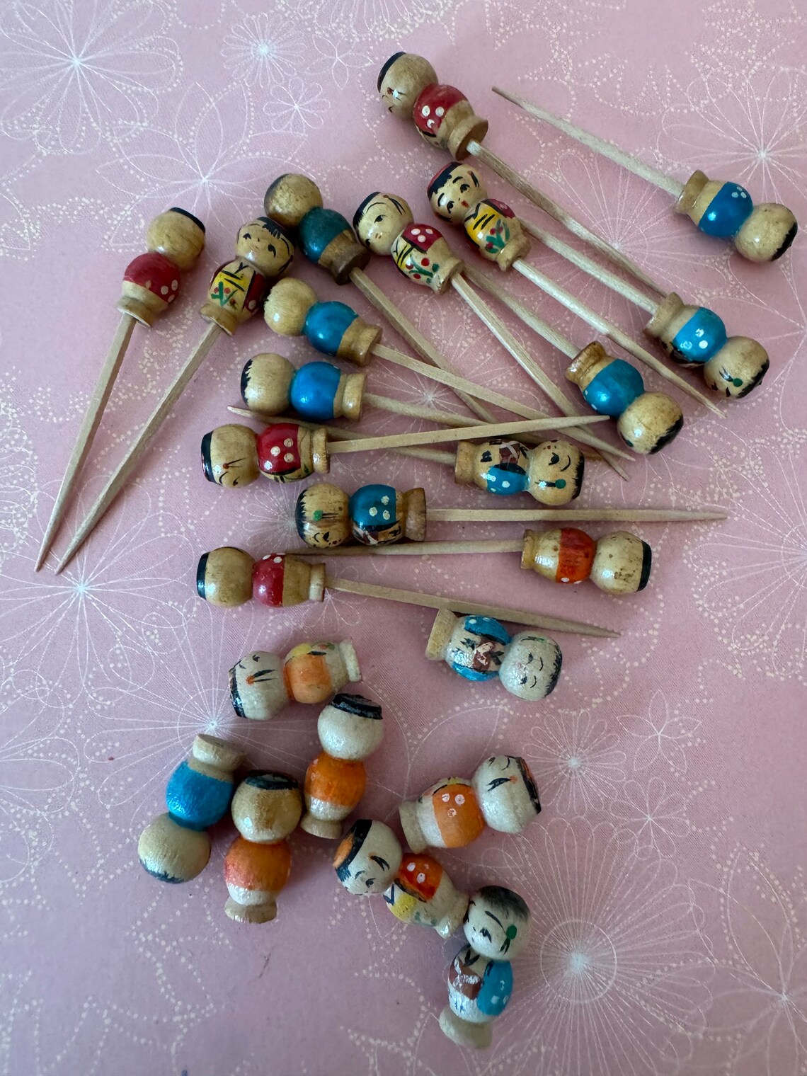 Vintage Kokeshi Doll Wood Picks Cocktail Toothpicks - Etsy