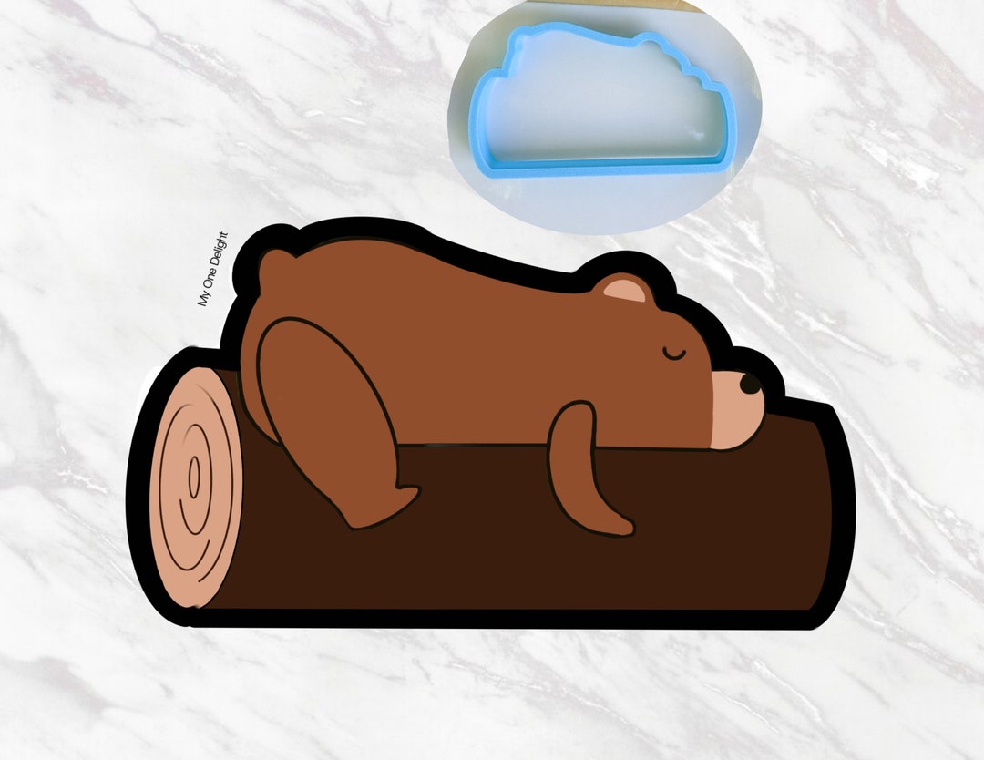 Sleeping Bear on a Log Cookie Cutter fondant Cutter Clay - Etsy