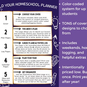HOMESCHOOL PLANNER/LOG for up to 8 Students- Printable, Color Coded ...