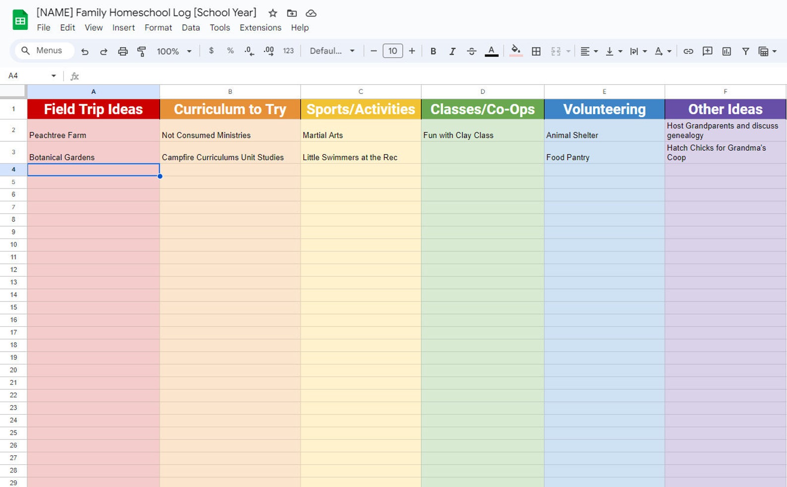 Digital Homeschool Instruction Log - Record Hours and Lessons Completed ...