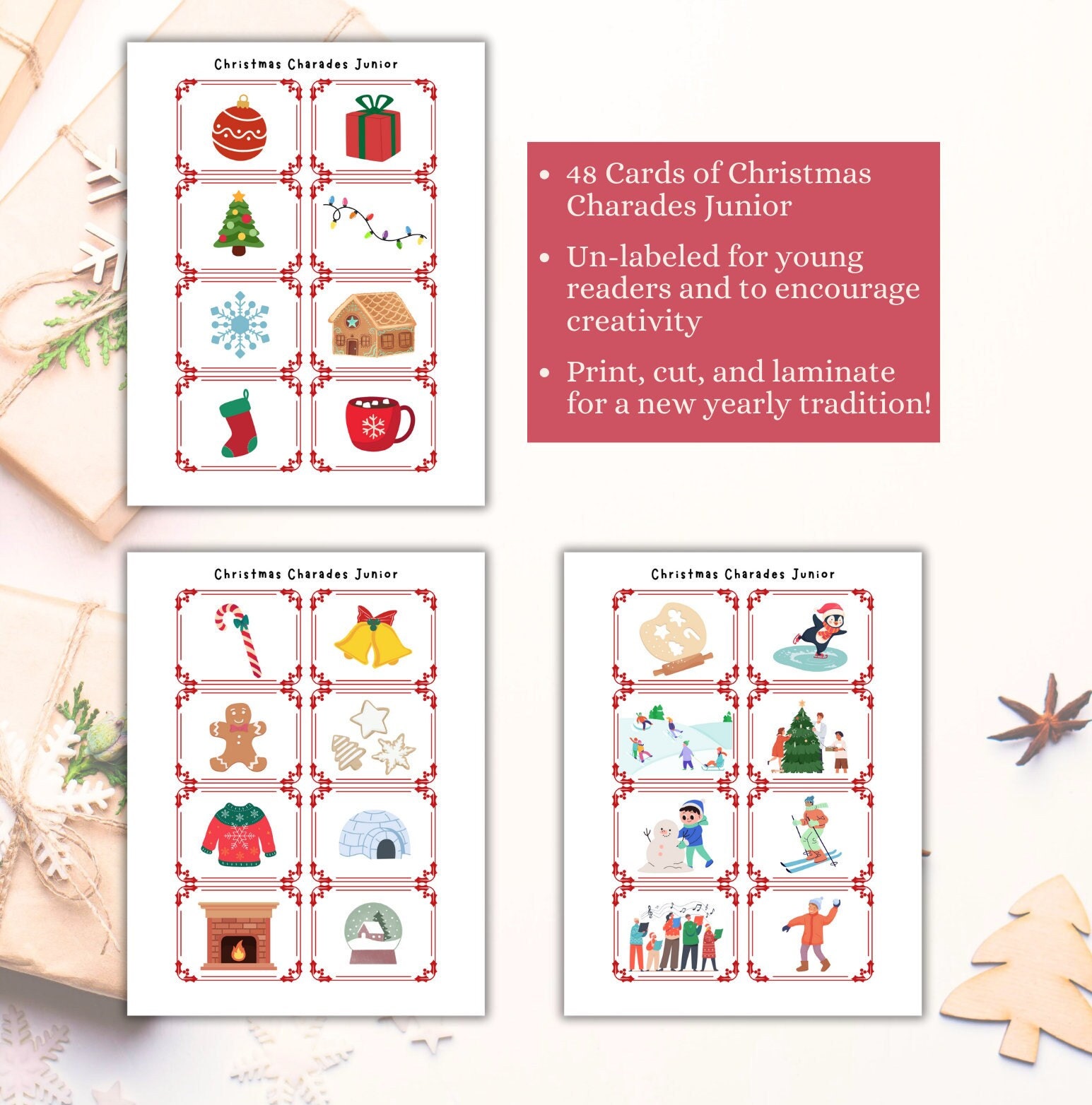 Best Ever Christmas Charades for Kids, Un-labeled Holiday Party ...