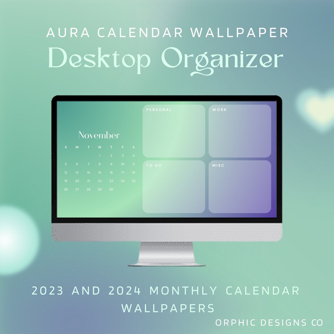 2023-2024 Green Aura Themed Wallpaper Calendar Organizer - Etsy Australia