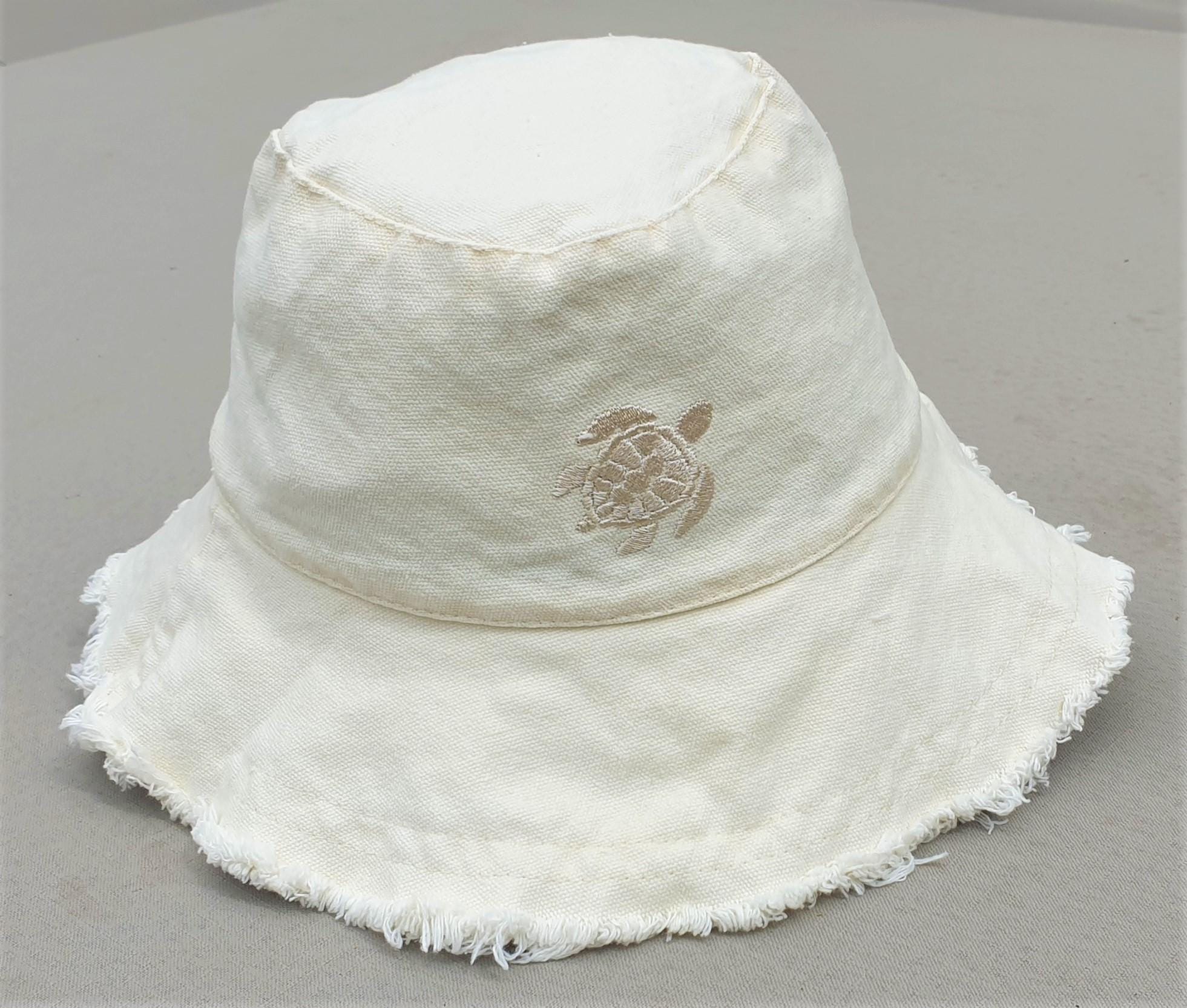 Cotton Frayed Monte Brim Bucket Hat: Great Sun Protection - Etsy