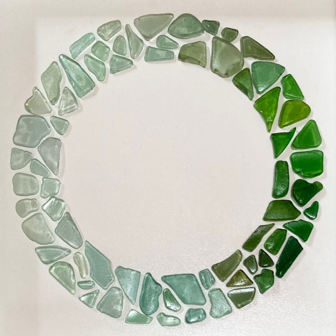 Circle of Sea Life: Ombre Sea Glass Flat Lay in Graduated Tones of Aqua ...