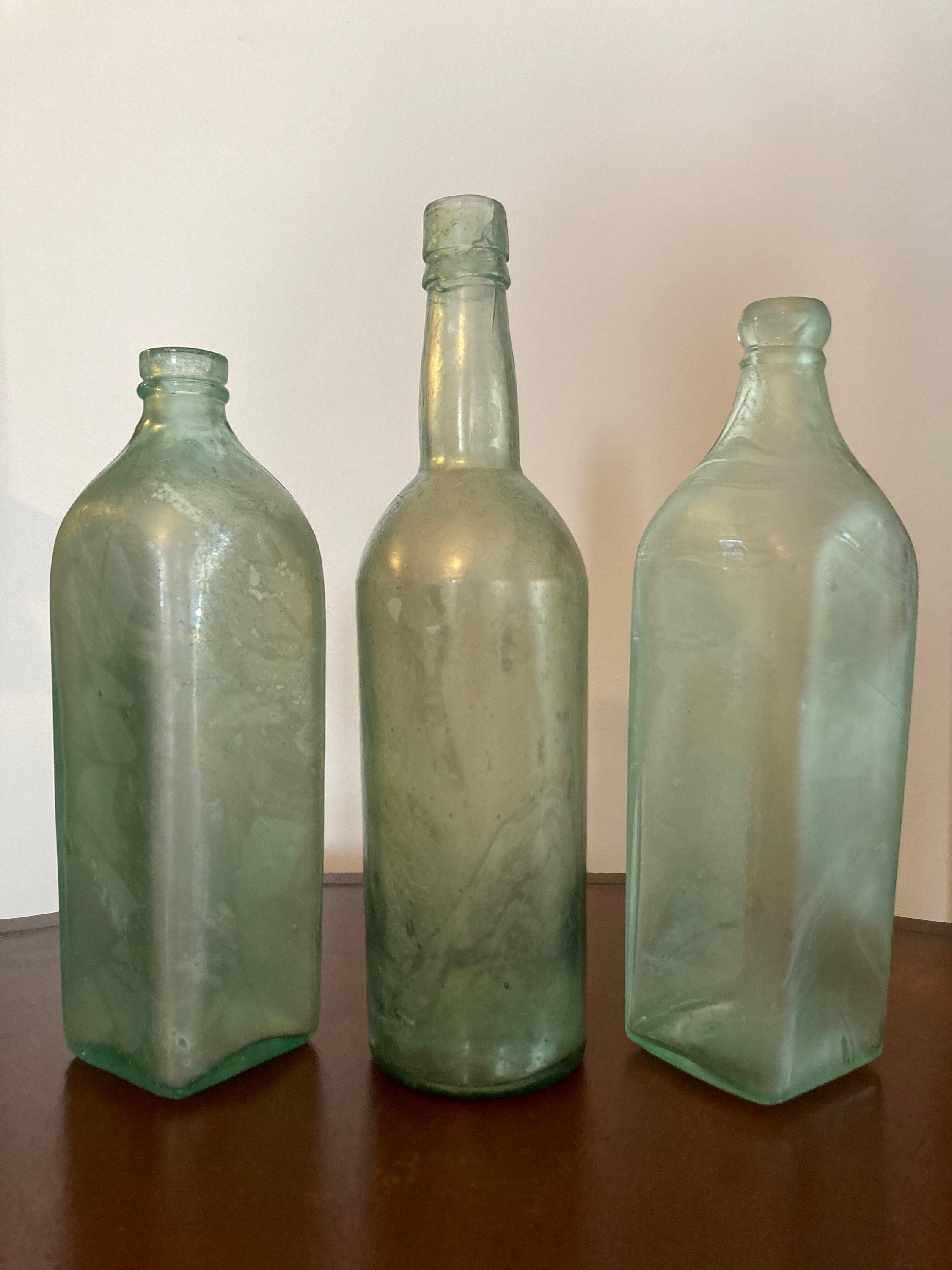 Trio of Antique Bottles Salvaged From Sydney Harbour, Pale Aqua Blue ...