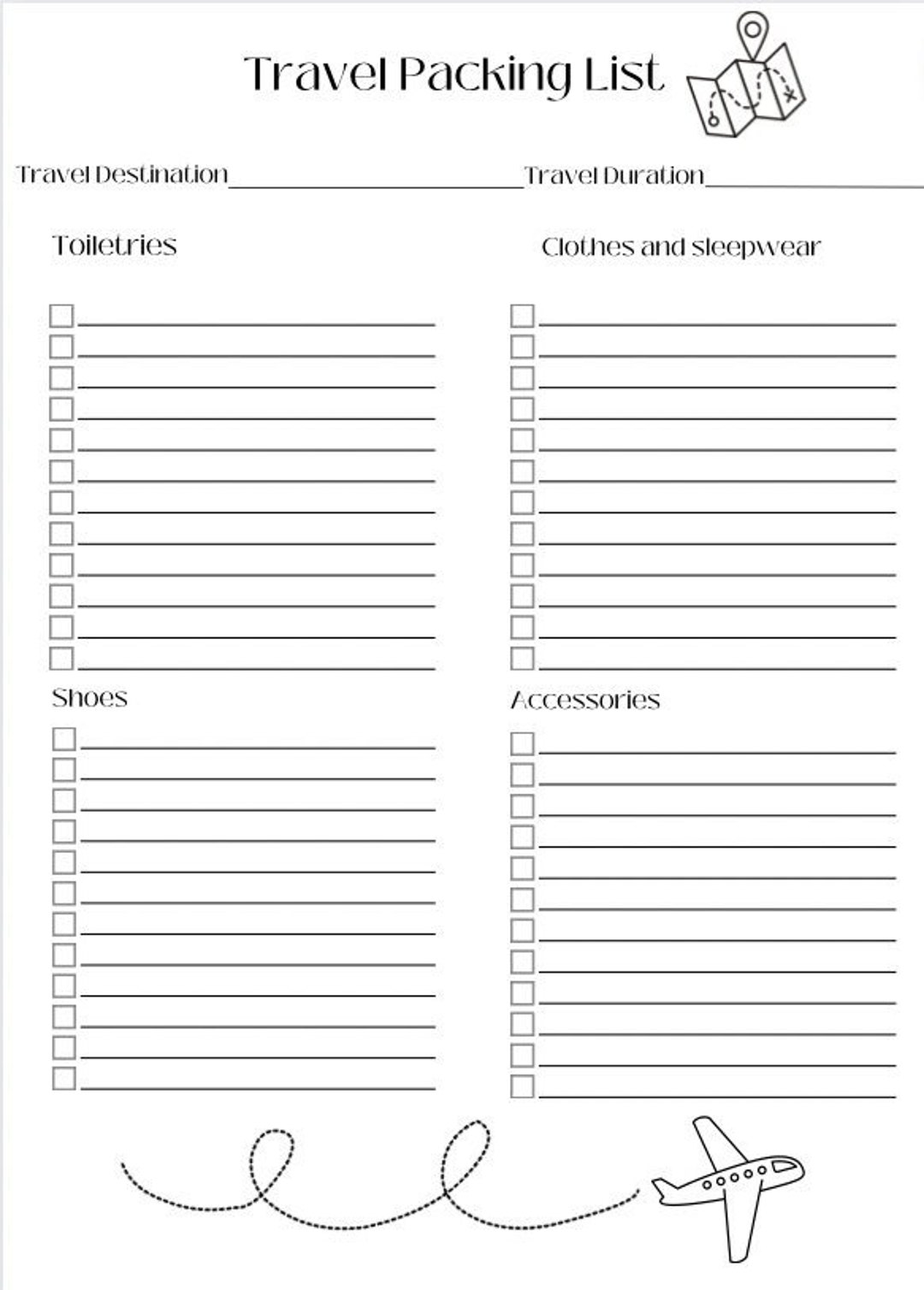 Travel Packing List Printable, Travel Organizer, Vacation Packing ...