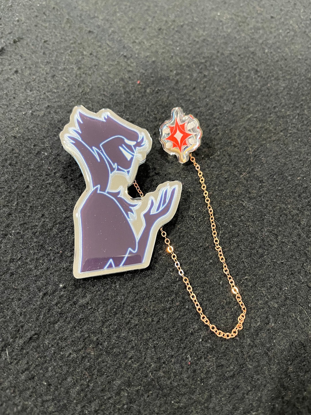 Stolas Look My Way Acrylic Chain Pin With Mini Star Helluva Boss - Etsy