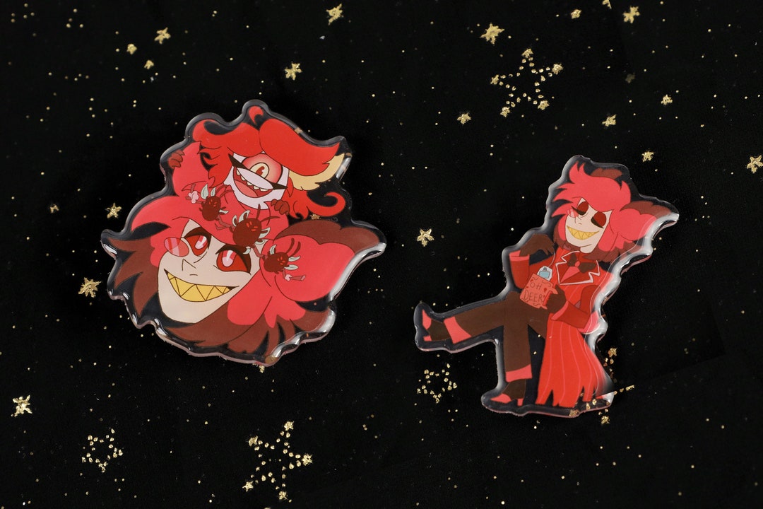 Alastor Acrylic Pins (featuring Nifty and Vox) - Etsy