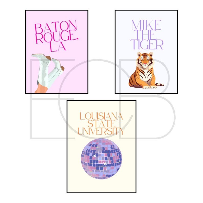 LSU Wall Art - Custom Louisiana State University Decor, LSU Dorm Decor ...