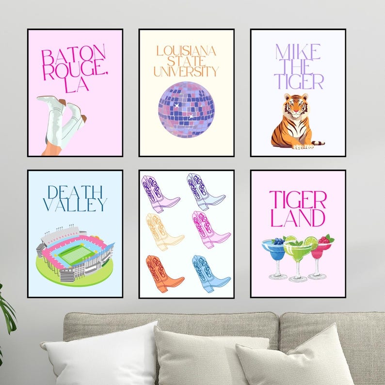 LSU Wall Art, LSU Digital Prints, LSU Dorm Decor, Lsu Pink Decor, Lsu ...