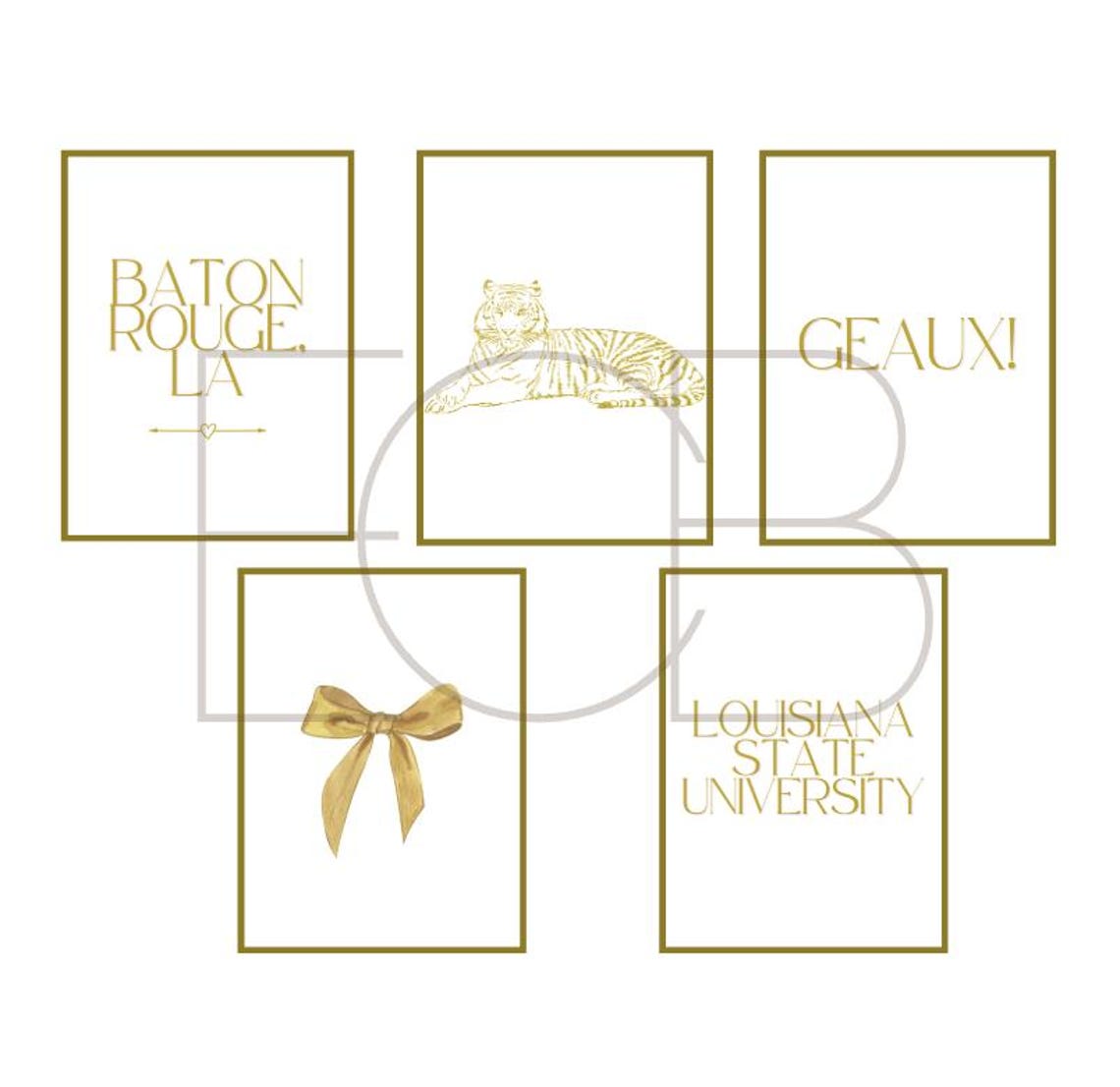 LSU Wall Art, LSU Digital Prints, White and Gold LSU Dorm Decor, Lsu ...