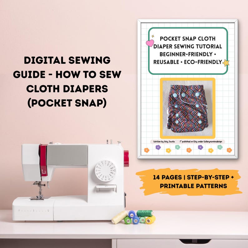 Pocket Cloth Diaper Sewing Pattern PDF | Printable Reusable Snap Diaper ...