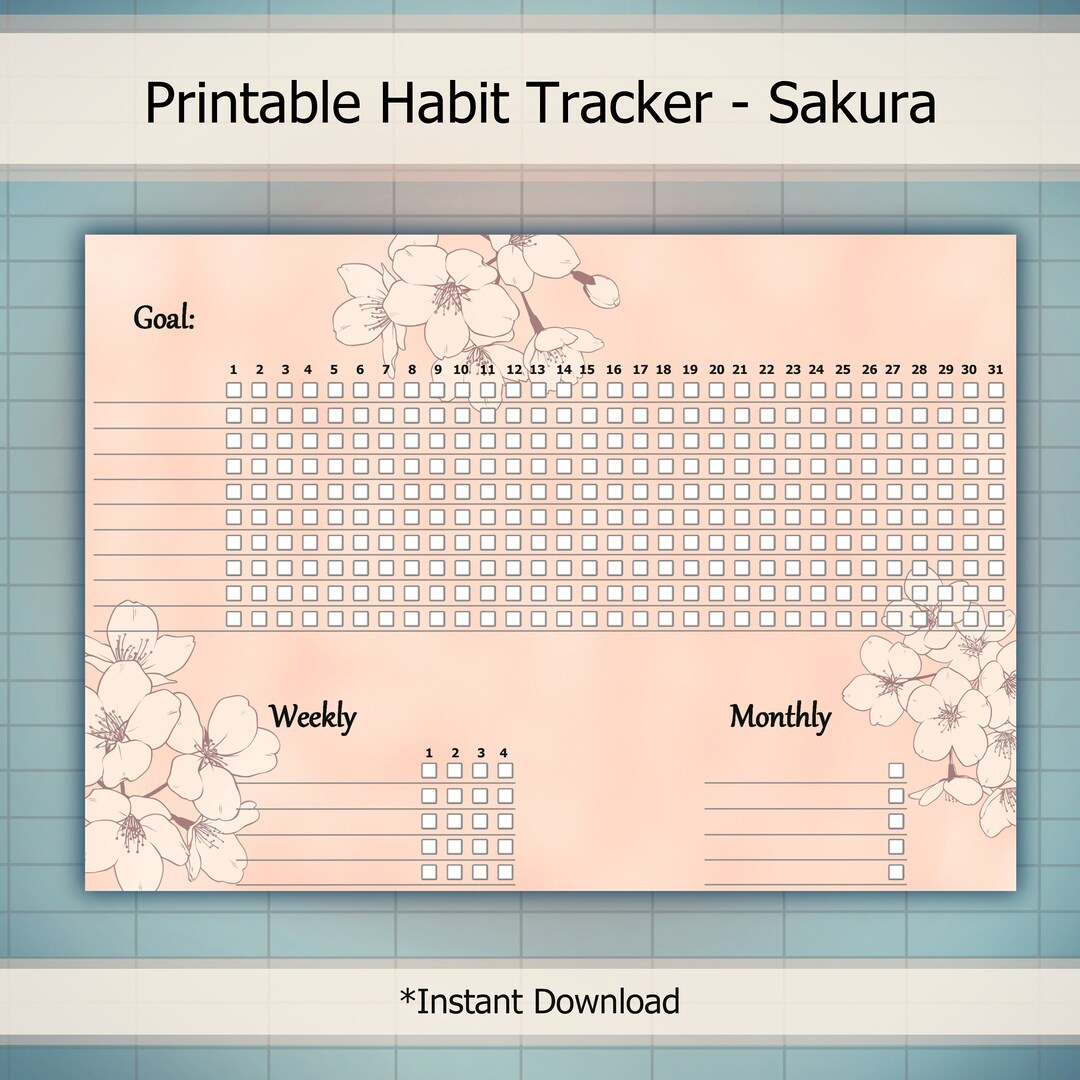 Printable Habit Tracker V1.0 Sakura - Etsy Australia