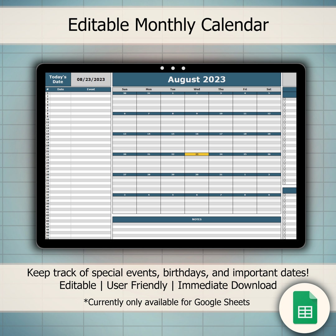 Editable Monthly Calendar Automated Task Planner V1.0 - Etsy