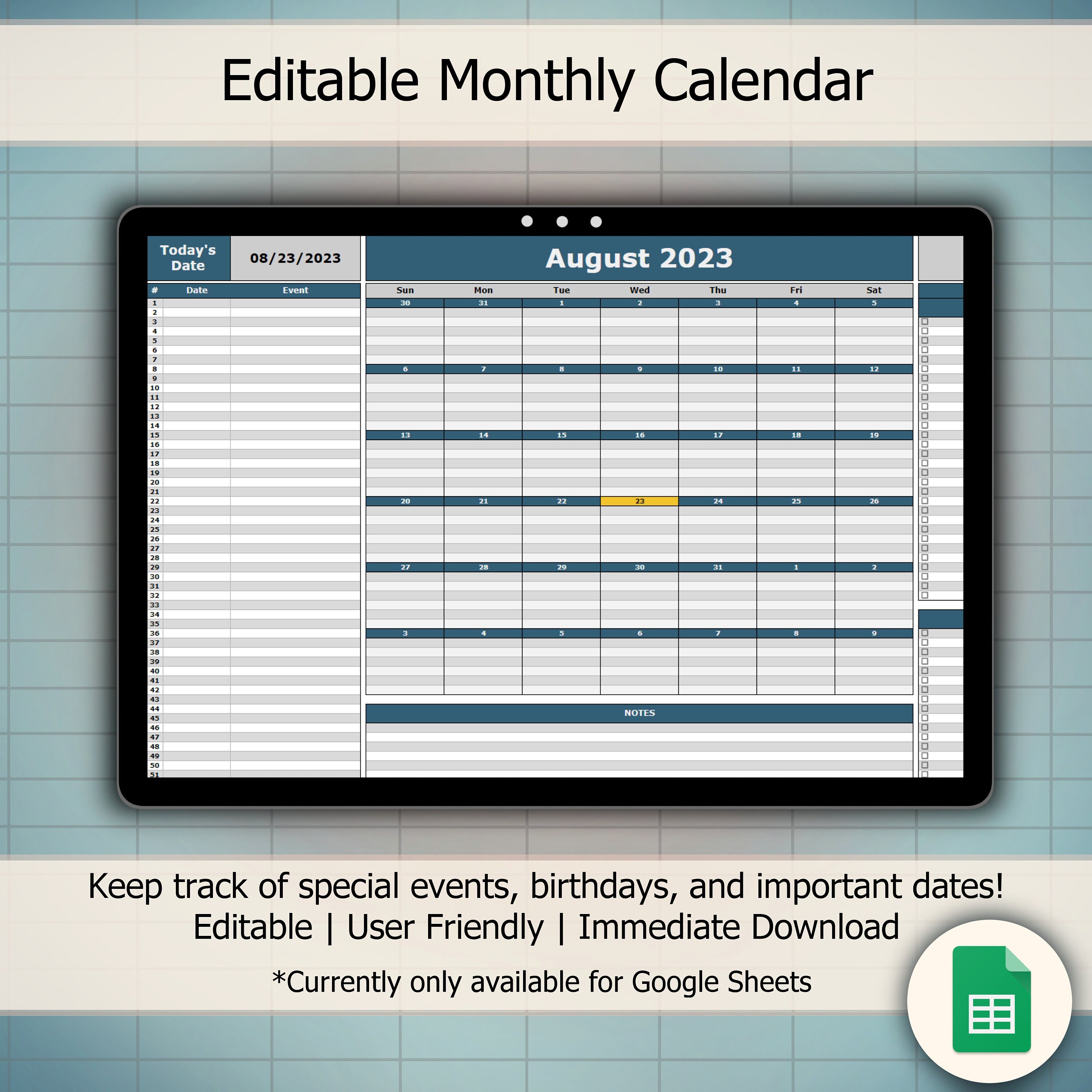 Editable Monthly Calendar Automated Task Planner V1.0 - Etsy