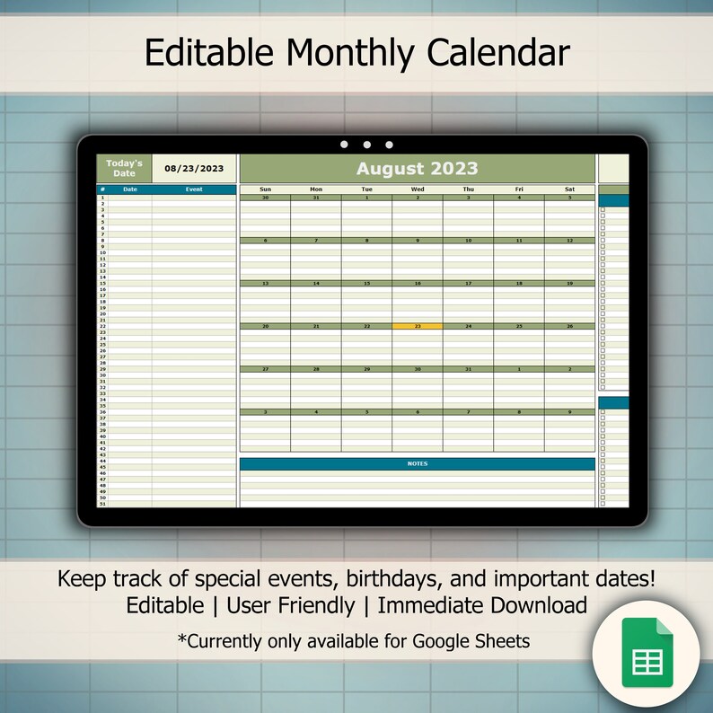Editable Monthly Calendar Automated Task Planner V1.0 - Etsy