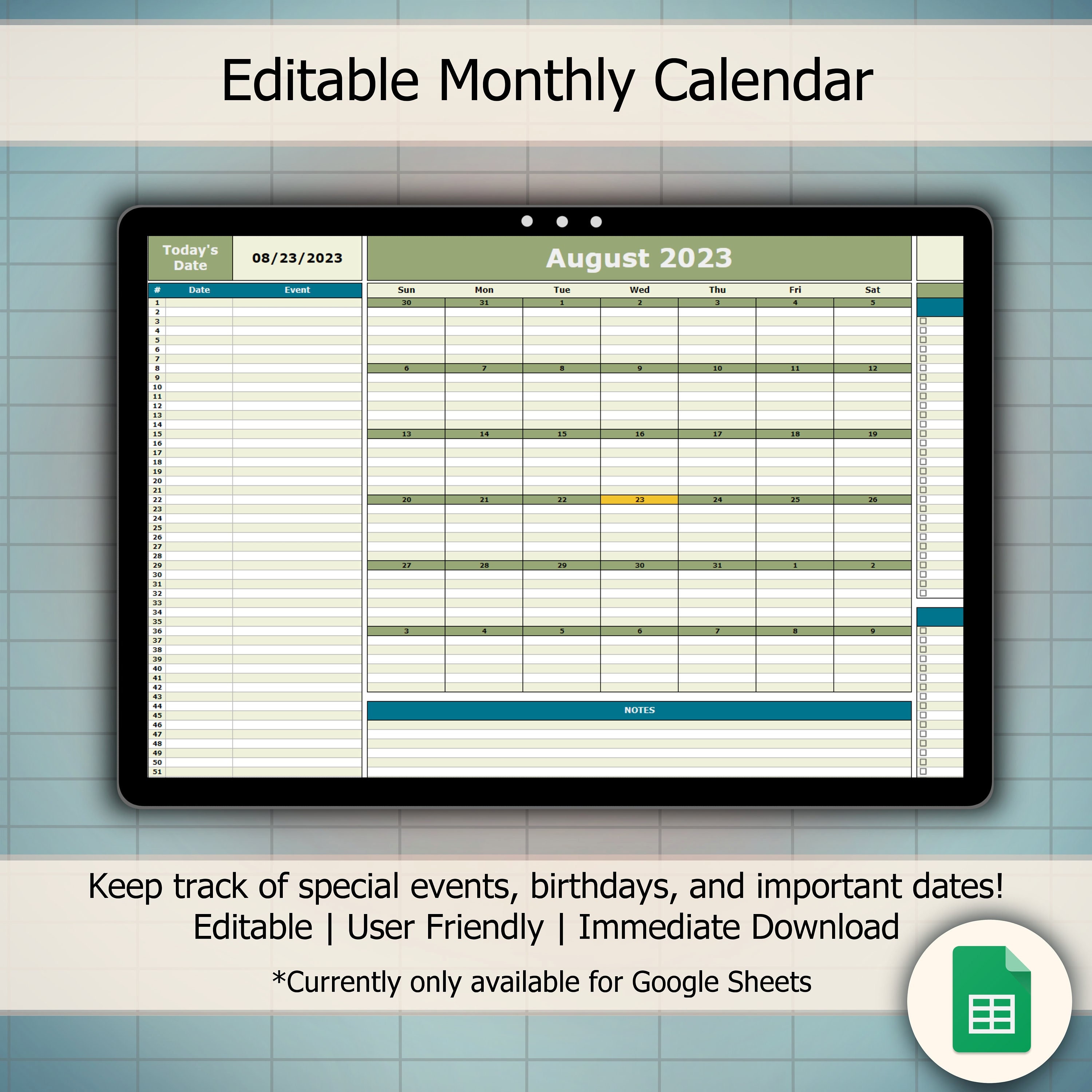 Editable Monthly Calendar Automated Task Planner V1.0 - Etsy