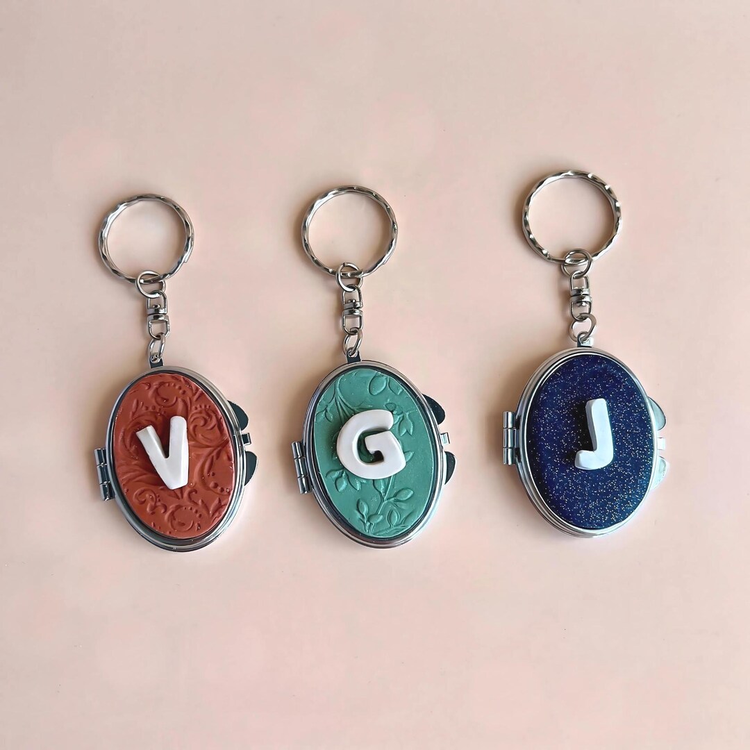 Key Chain Mirror Personalized Polymer Clay Mini Key Ring Mirror Gift ...