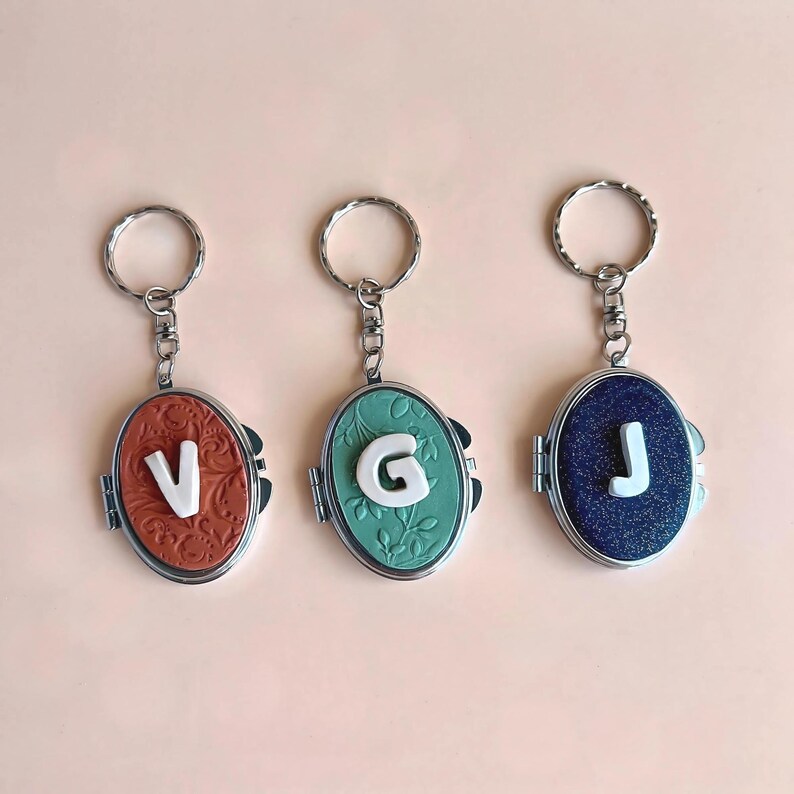 Key Chain Mirror Personalized Polymer Clay Mini Key Ring Mirror Gift ...