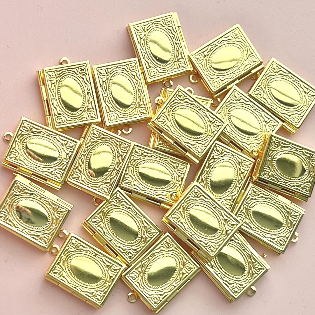 Gold Book Locket Charm for Necklace Book Charm for Jewelry Making Gold ...