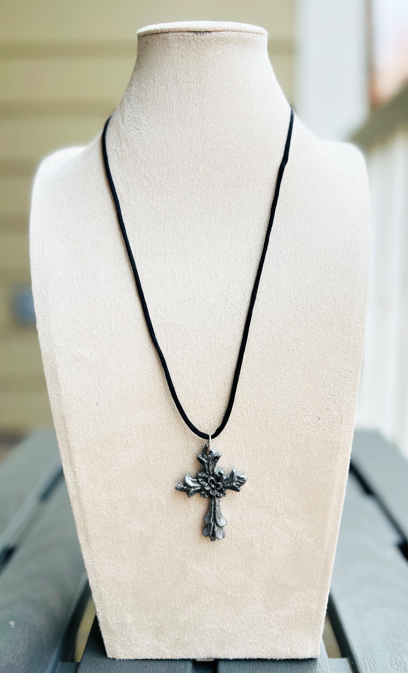 Vintage Inspired Silver Gothic Cross Pendant Clay Charm Necklaces ...