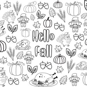 Hello Fall Coloring Page - Fall - Thanksgiving - Autumn - Pumpkins ...