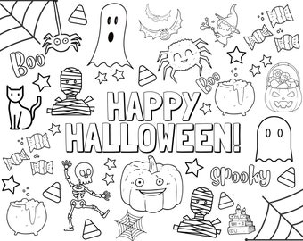 Hello Fall Coloring Page Fall Thanksgiving Autumn - Etsy