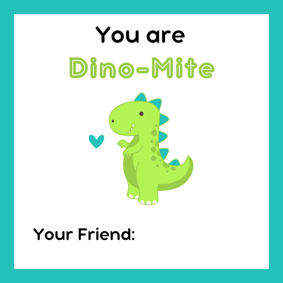Dinosaur Valentine DIY Valentine Printable Valentine Card Boys ...