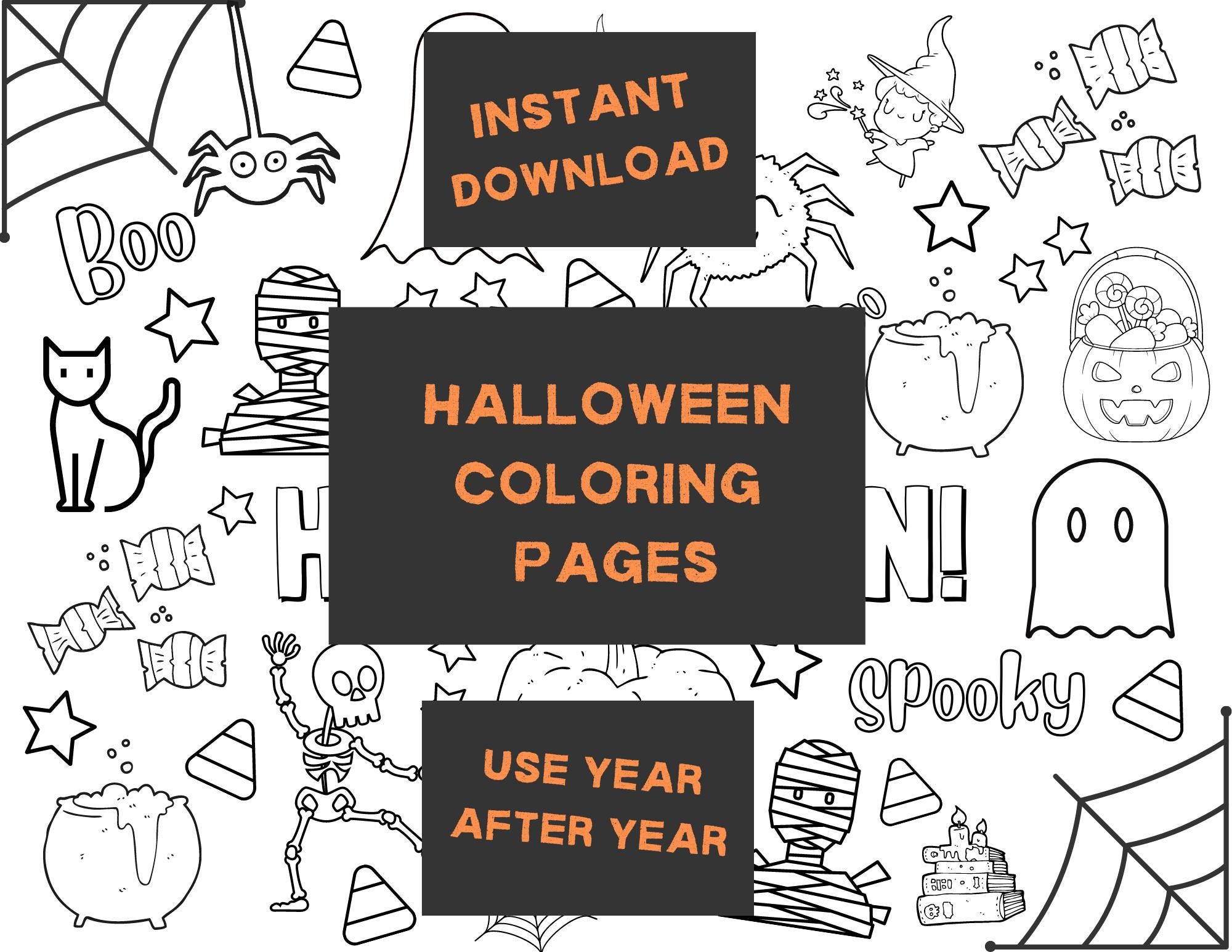 Halloween Coloring Pages - Etsy