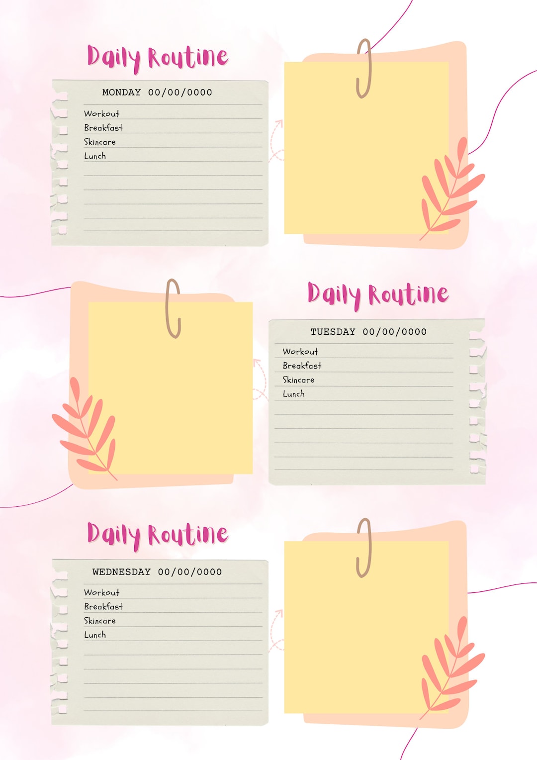 Daily Routine Templates - Etsy