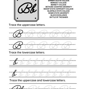 HBCU Cursive Letter Tracing - Etsy