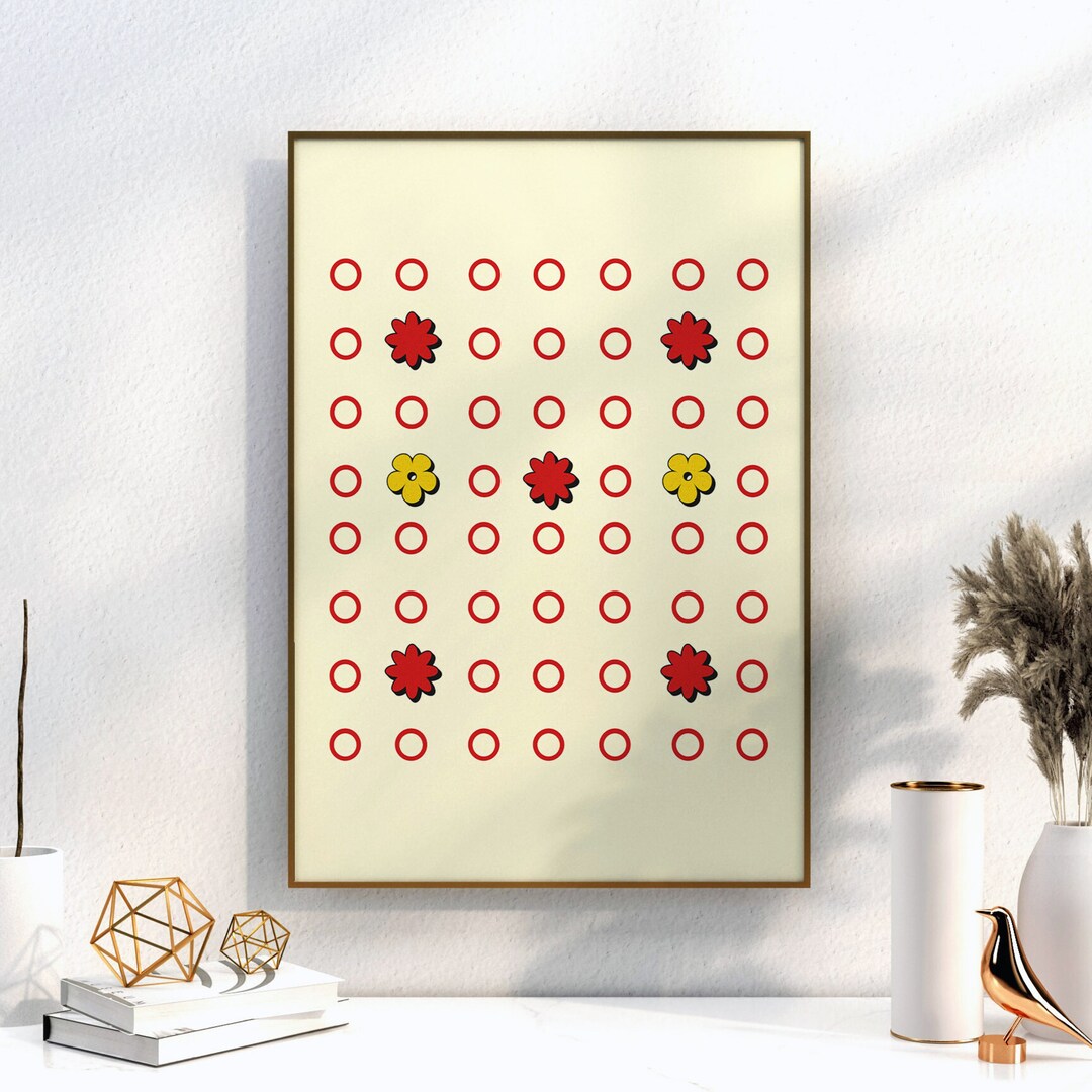 Tic Tac Toe Wall Art, Retro Poster, Abstract Wall Art, Digital Download ...