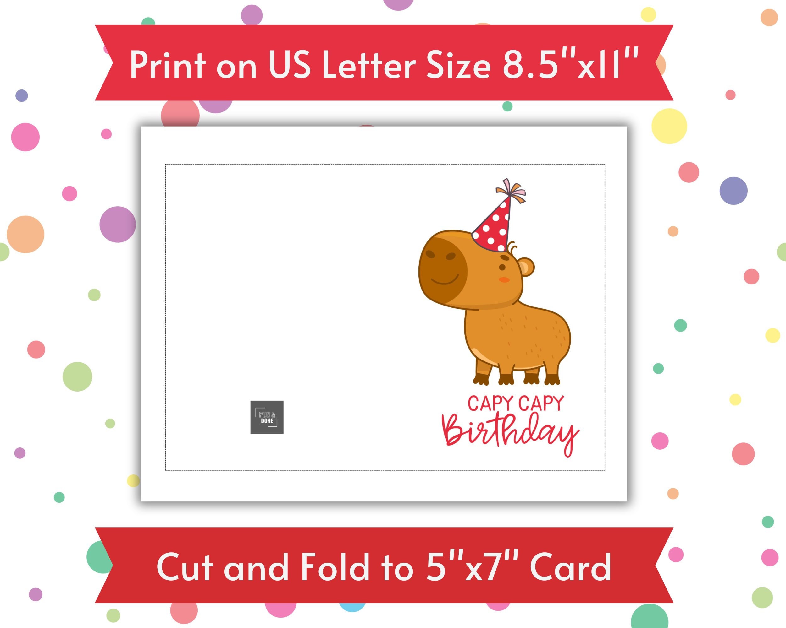 Capy Capy Birthday Greeting Card, Capybara, Happy Birthday Printable ...