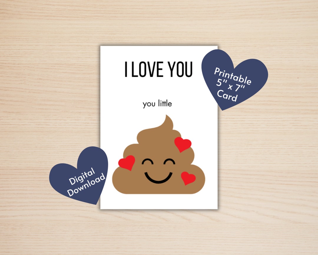 I Love You You Little Shit Poo Emoji Greeting Card, Valentine's ...