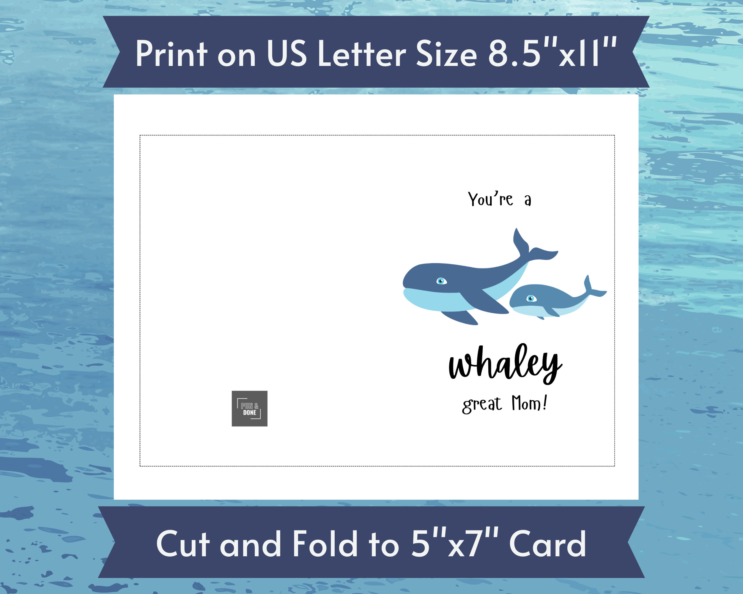 You're a Whaley Great Mom Printable Greeting Card, Mother's Day ...