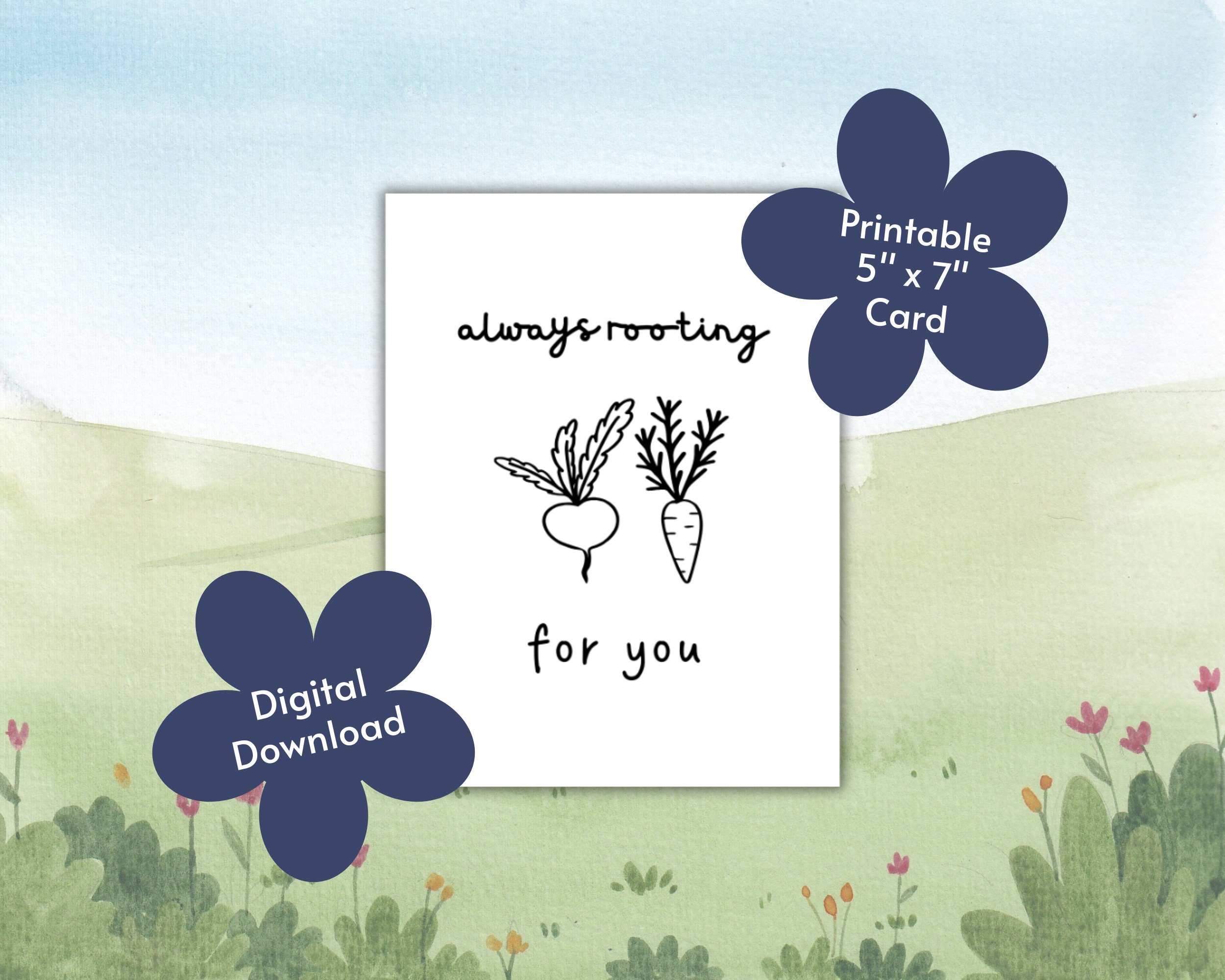 Always Rooting for You Printable Punny Greeting Card, Vegetable Garden ...