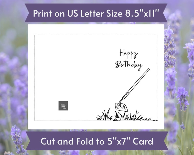 Happy Birthday Hoe Printable Greeting Card, Garden Lover Enthusiast ...