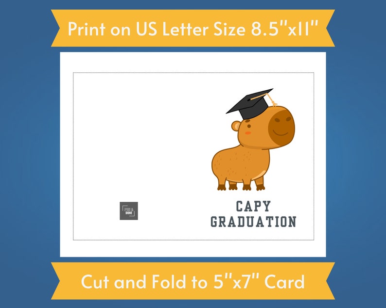Capy Graduation, Capybara Greeting Card, Congratulations Graduate, 2024 ...