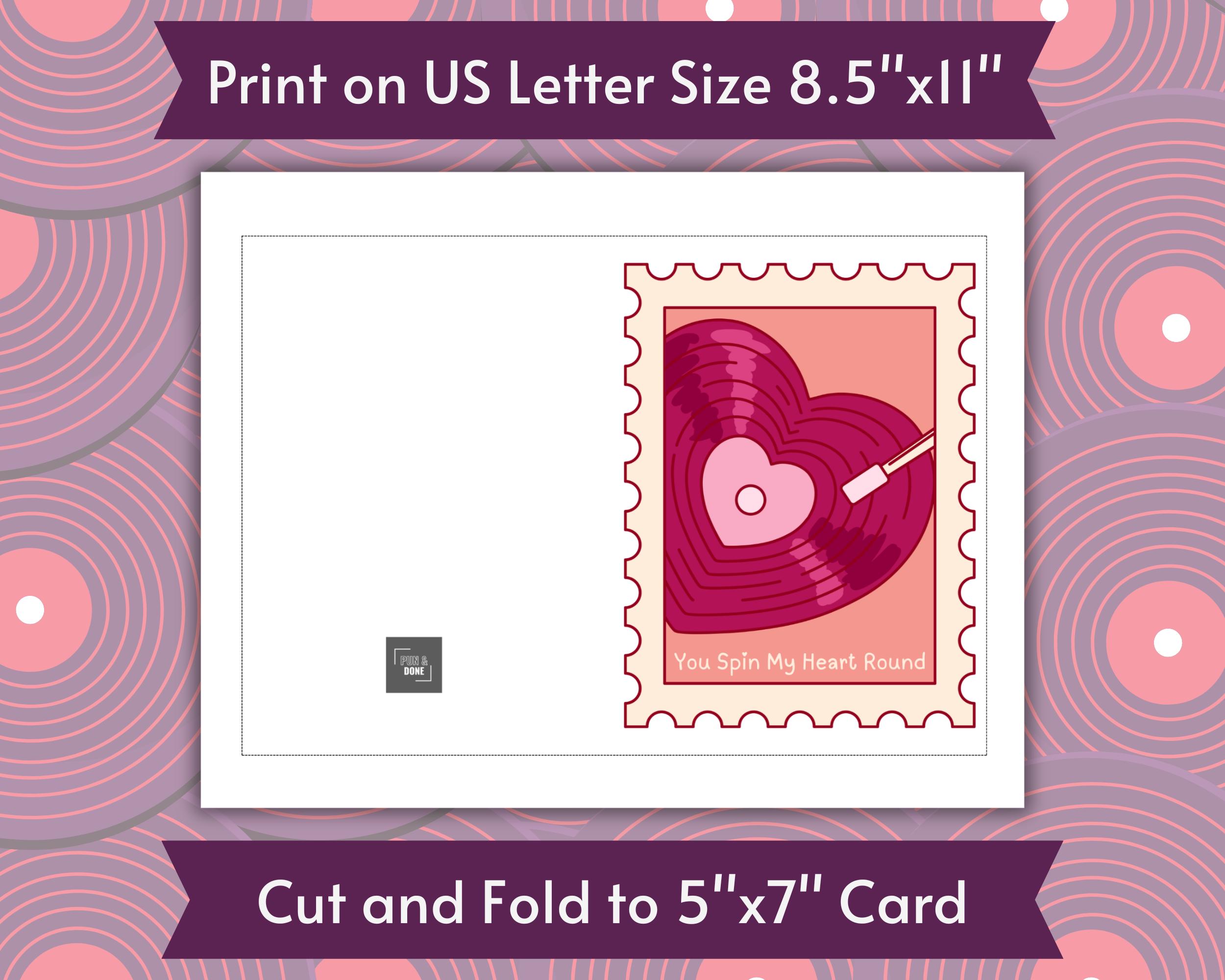 You Spin My Heart Round Greeting Card, Vintage-inspired Printable ...