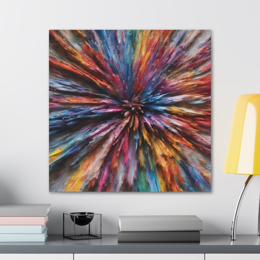 Explosive Chromatic Burst Canvas Art Vivid Abstract Implosion on 1.25 ...