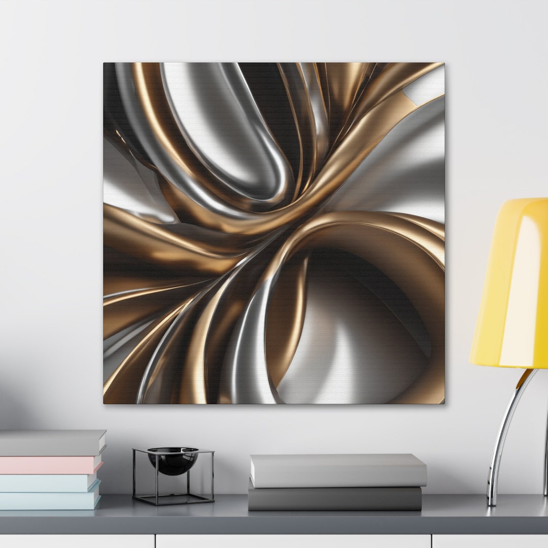 Captivating 3D Abstract Swirl Canvas Art - 'metallic Serenade' in Gold ...