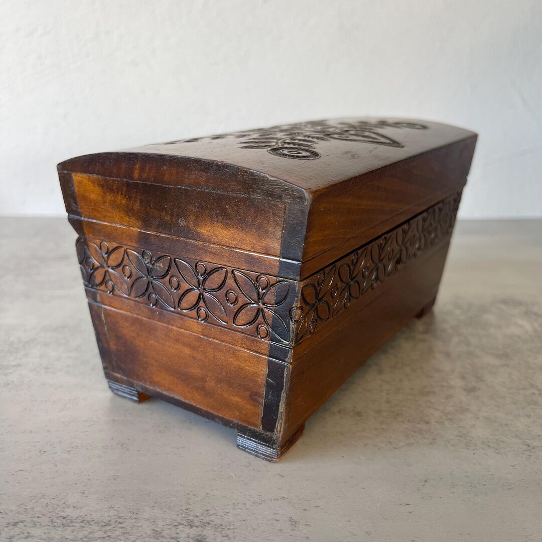 Vintage Handmade Carved Polish Wooden Box With Hinged Lid and Key - Etsy