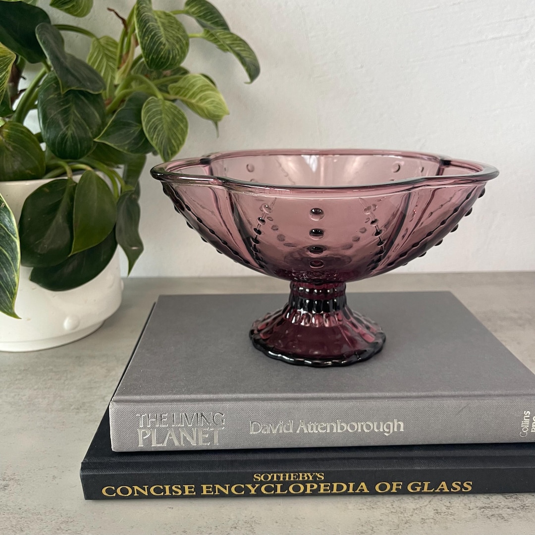 Vintage IKEA Amethyst Pressed Glass Pedestal Fruit Bowl - Early 2000s ...